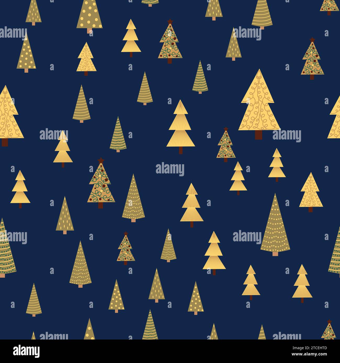 Christmas tree dense seamless pattern. golden christmas background ...