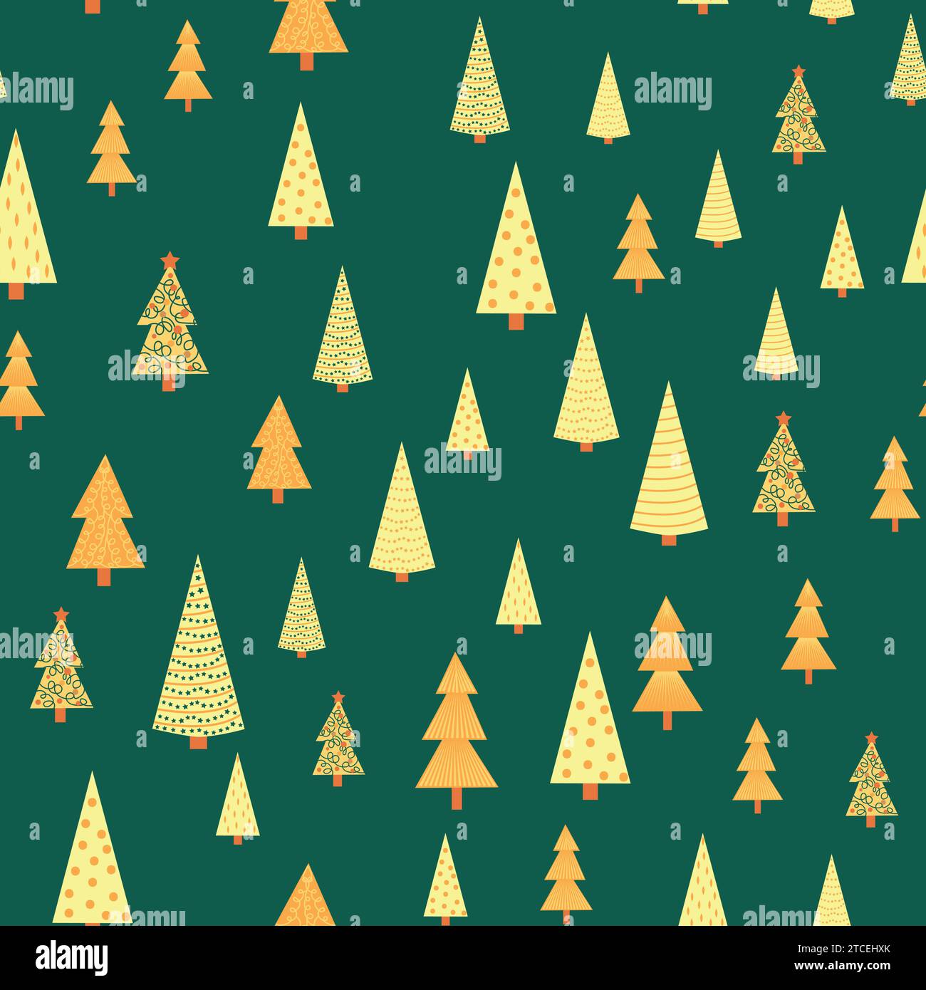 Christmas tree dense seamless pattern. golden christmas background ...