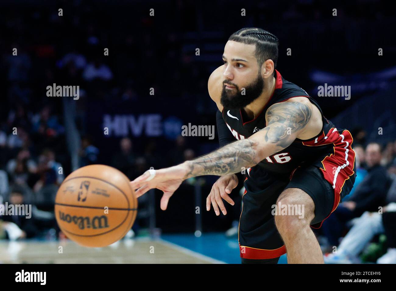 Miami Heat forward Caleb Martin passes during the second half of an NBA ...