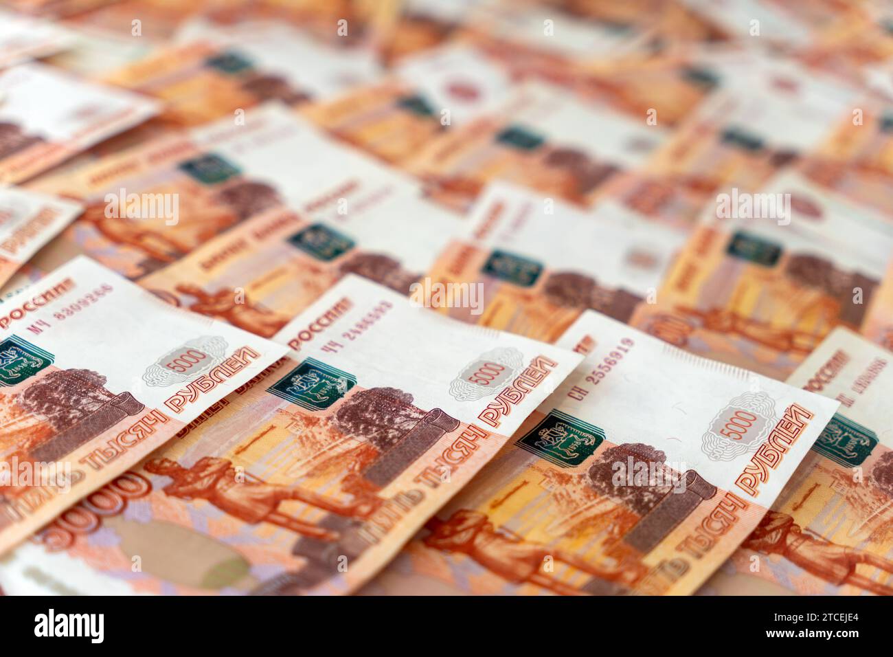 Background of five thousand russian rubles banknotes, one million cash ...