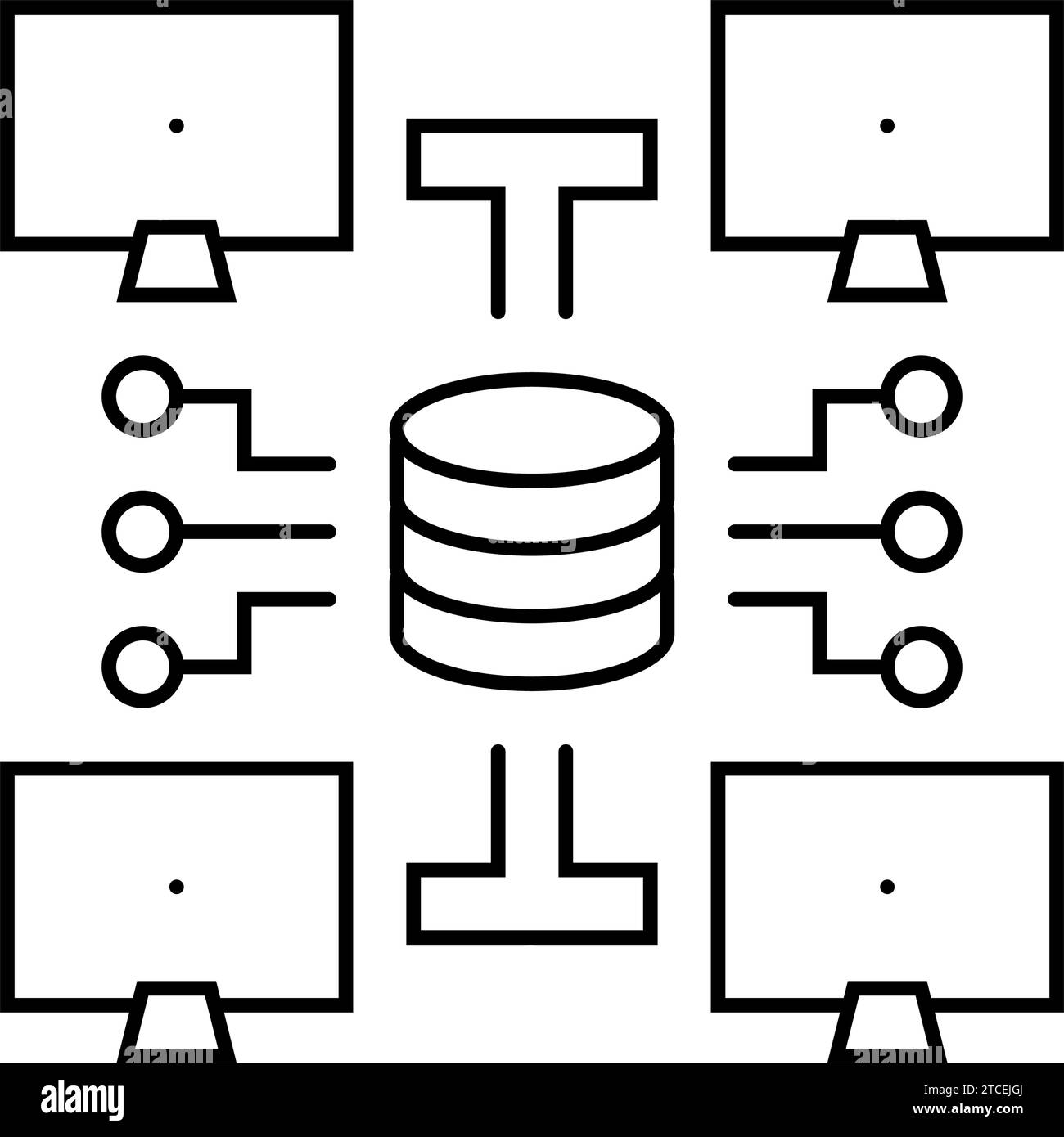 Network Topology Analyst Line Icon Vector Illustration Stock Vector