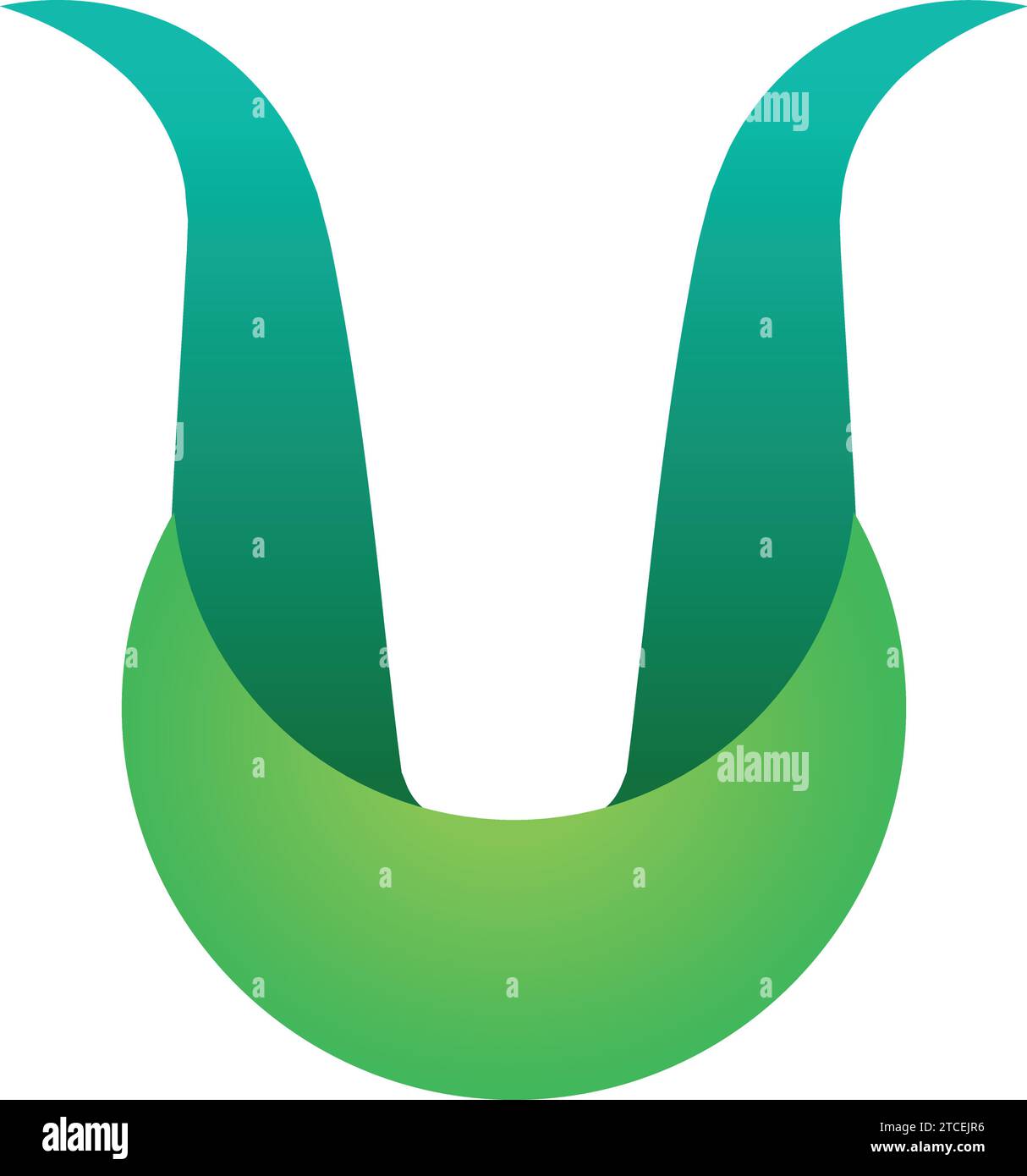 U Letter Logo. Tulip Style. Green Color. - Vector Stock Vector Image ...