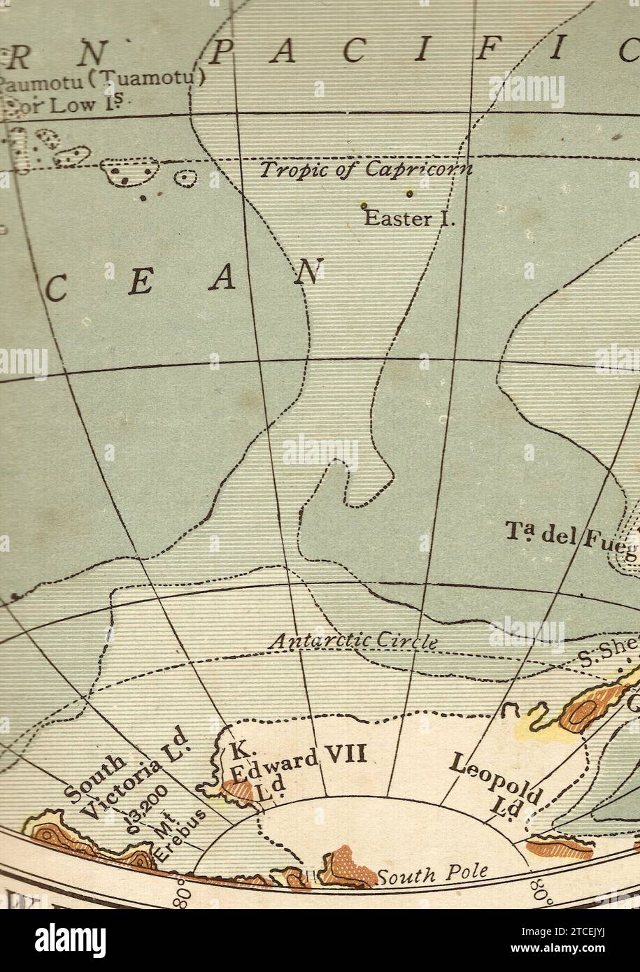 A vintage/antique geographical map in sepia showing the Tropic of ...