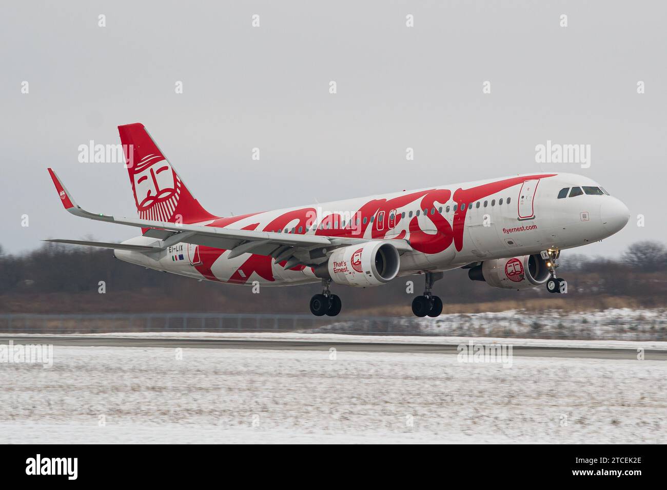 Ernest Airlines Airbus A320 landing in snowy Lviv Stock Photo - Alamy