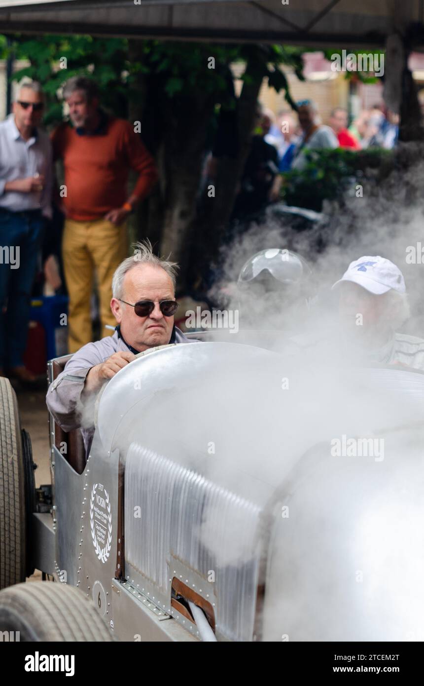 Philipp Moch, with Peter Mullin enveloped in steam, at Goodwood ...