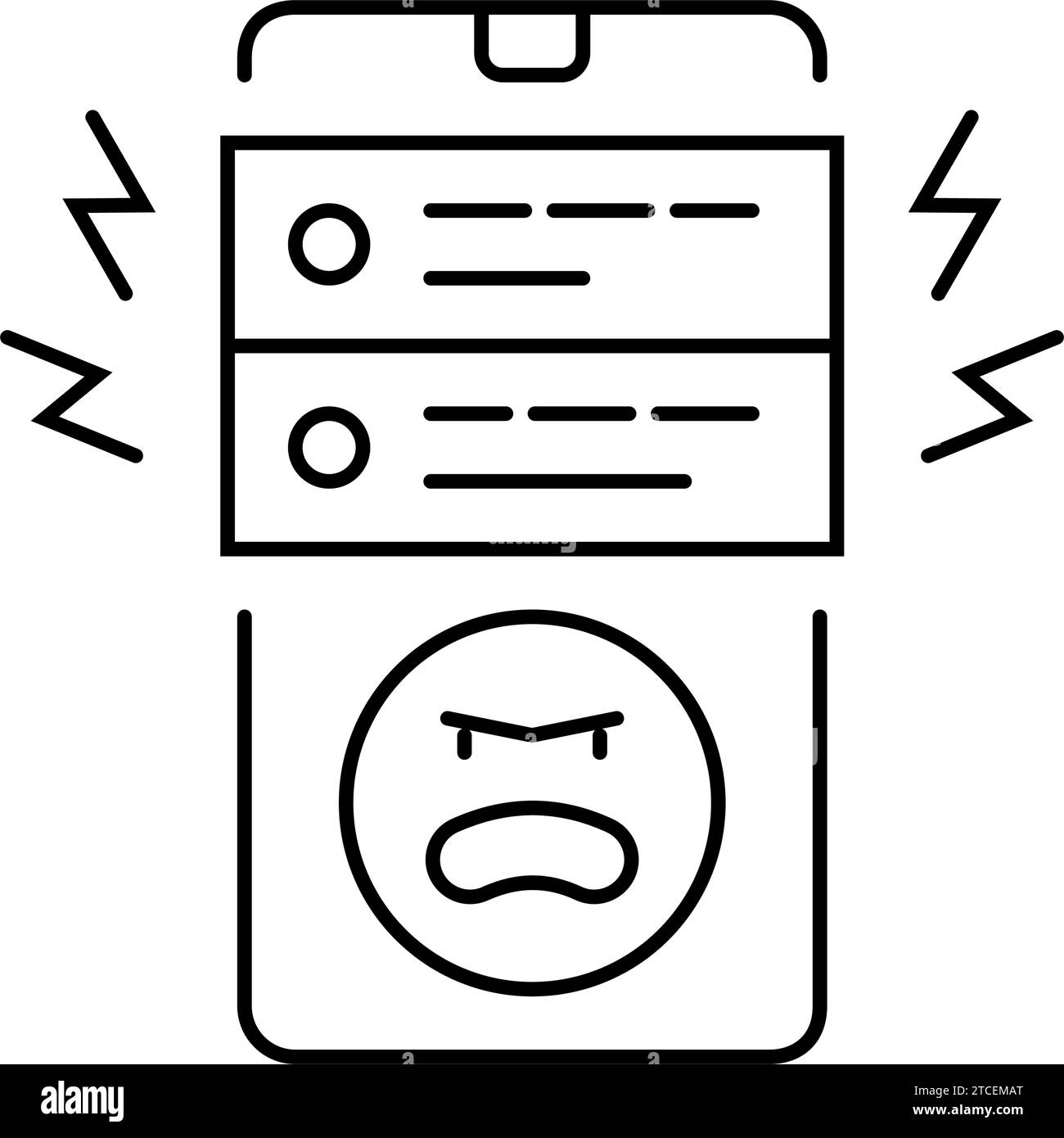 Cyberbullying Definition Line Icon Vector Illustration Stock Vector