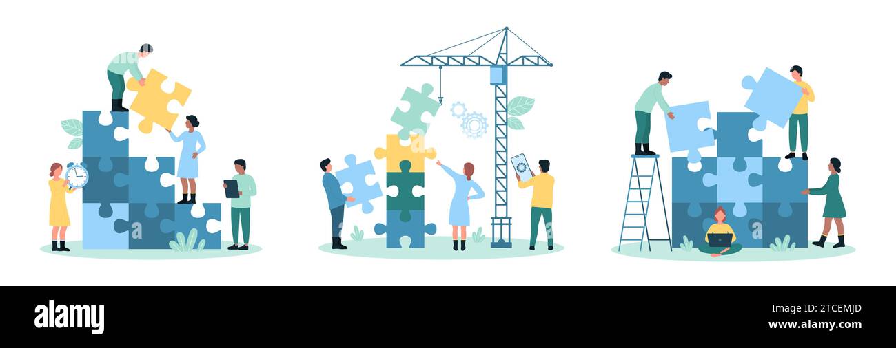 Business cooperation and partnership set vector illustration. Cartoon ...