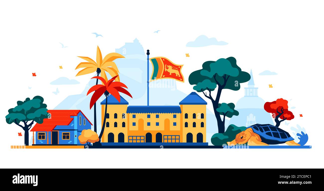 Views of south asia - modern colored vector illustration Stock Vector ...