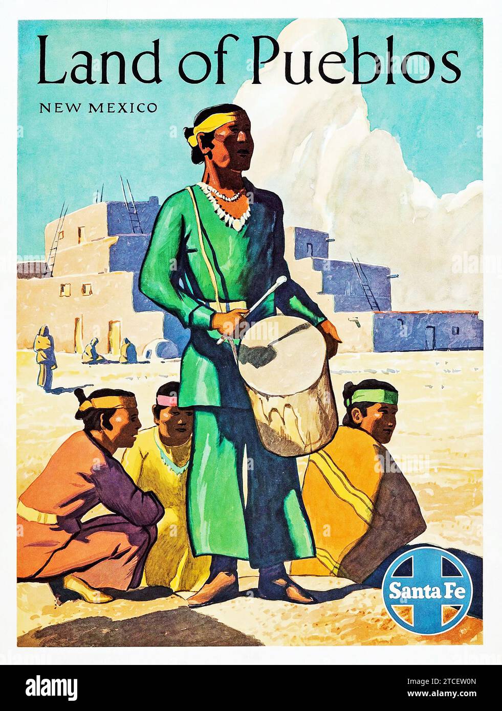 Santa Fe Railway - Land of Pueblos New Mexico (Santa Fe Railway, 1949 ...
