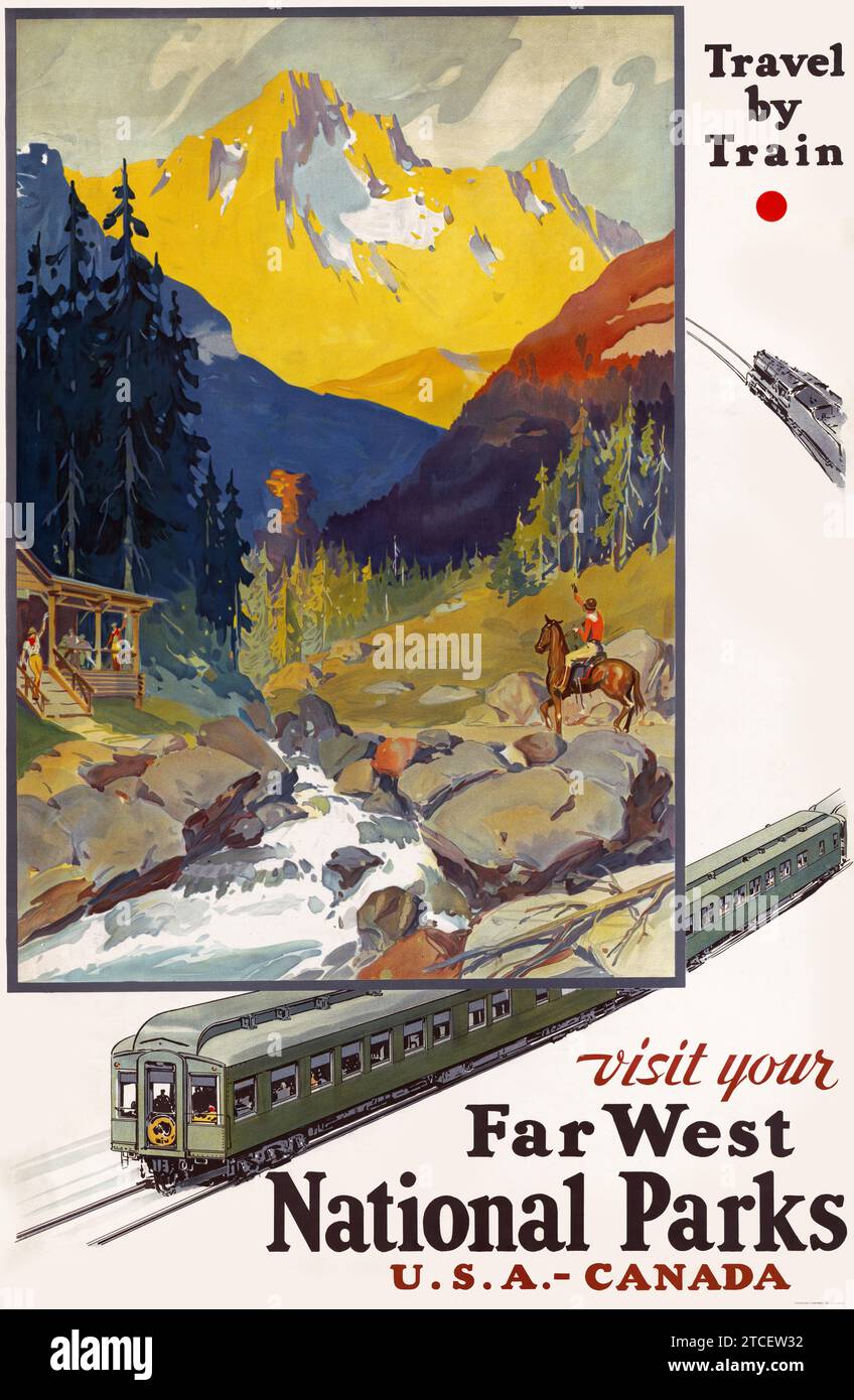 Vintage american travel poster - Visit your Far West National Parks ...