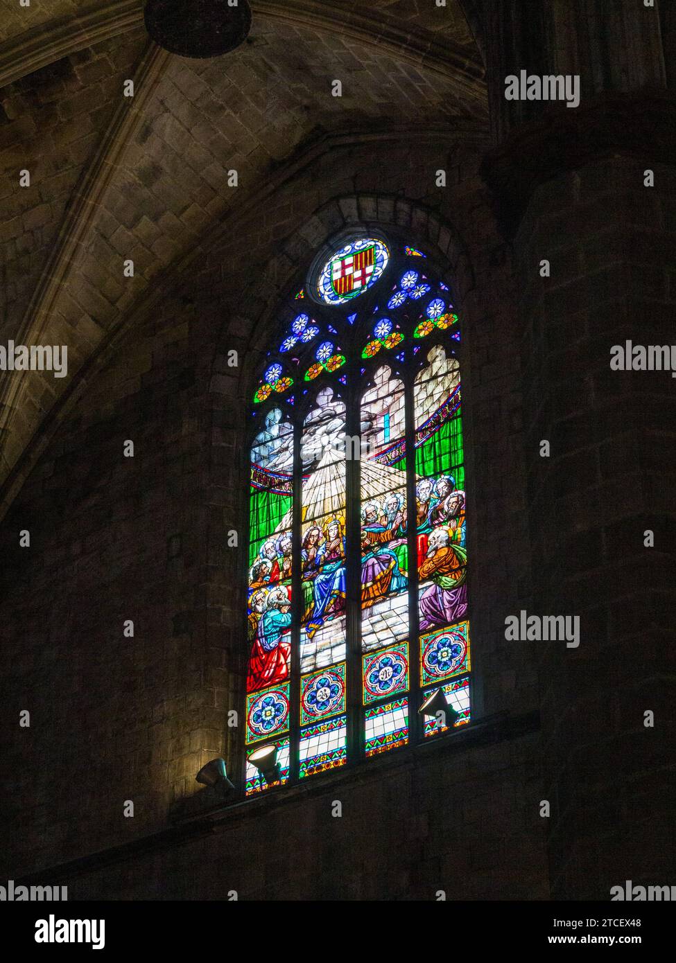 Stained glass, Barcelona, Spain Stock Photo - Alamy