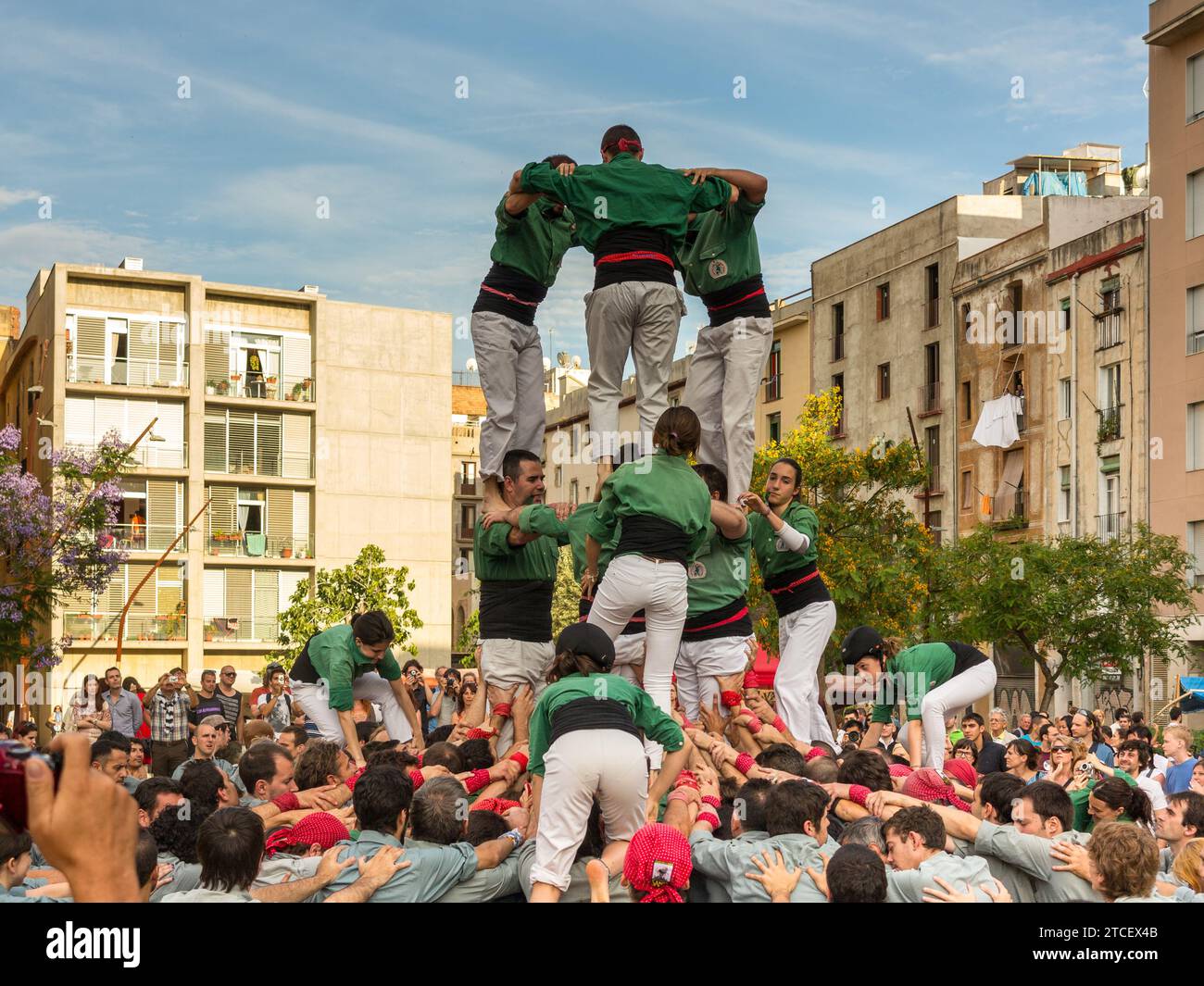 Castell or human tower. Barcelona, Spain Stock Photo - Alamy