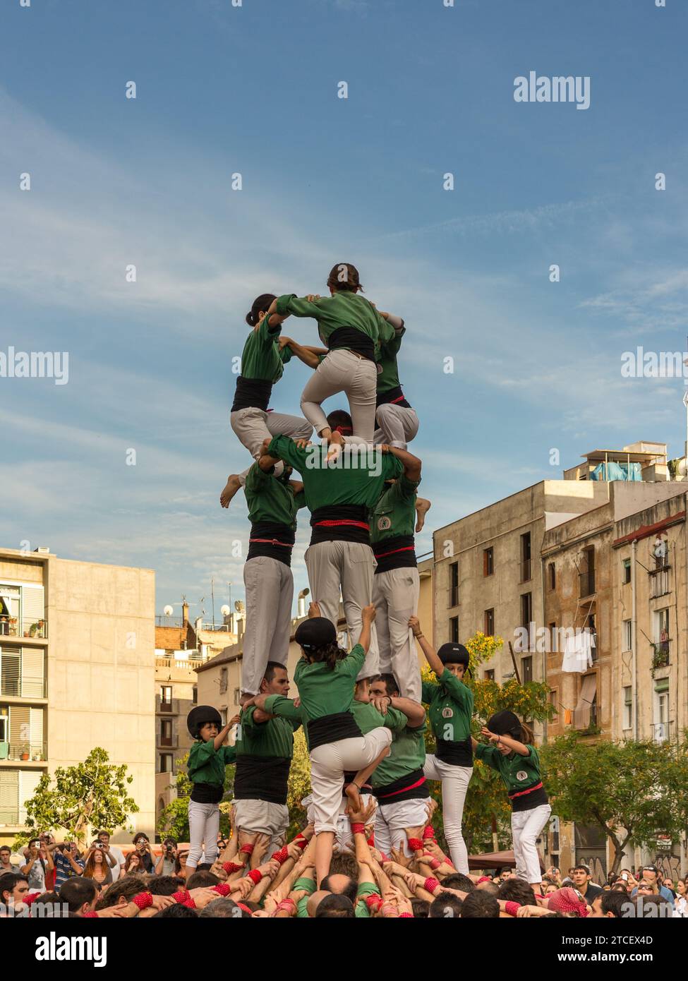 Castell or human tower. Barcelona, Spain Stock Photo - Alamy