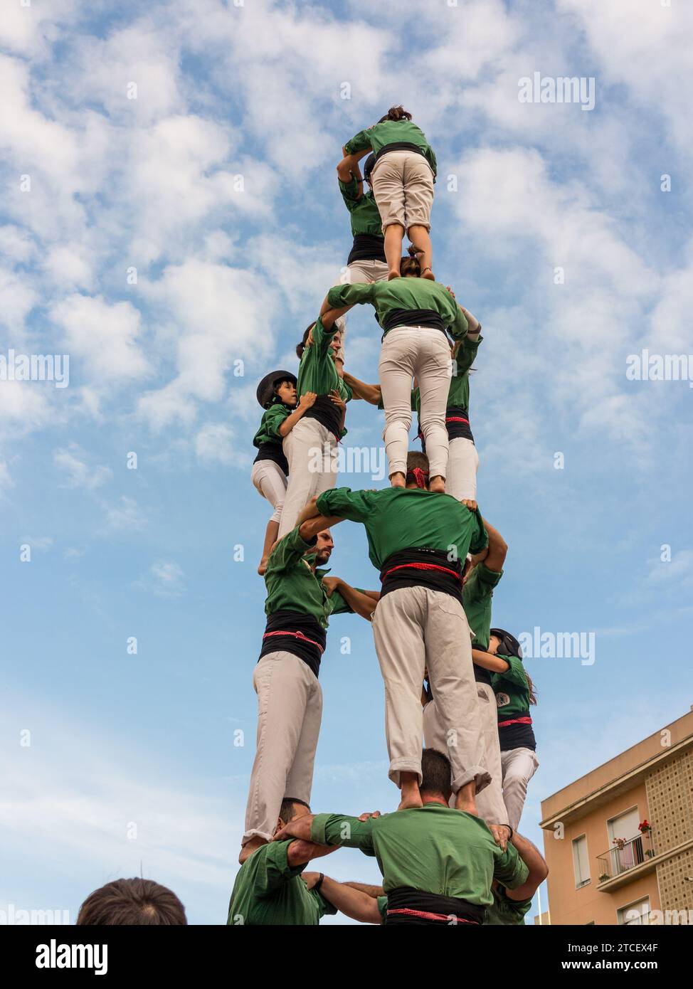 Castell or human tower. Barcelona, Spain Stock Photo - Alamy