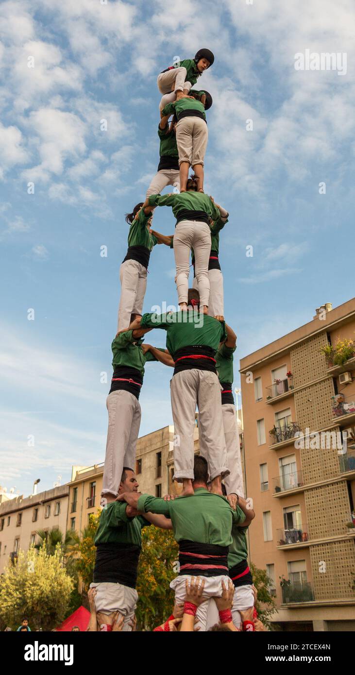 Castell or human tower. Barcelona, Spain Stock Photo - Alamy