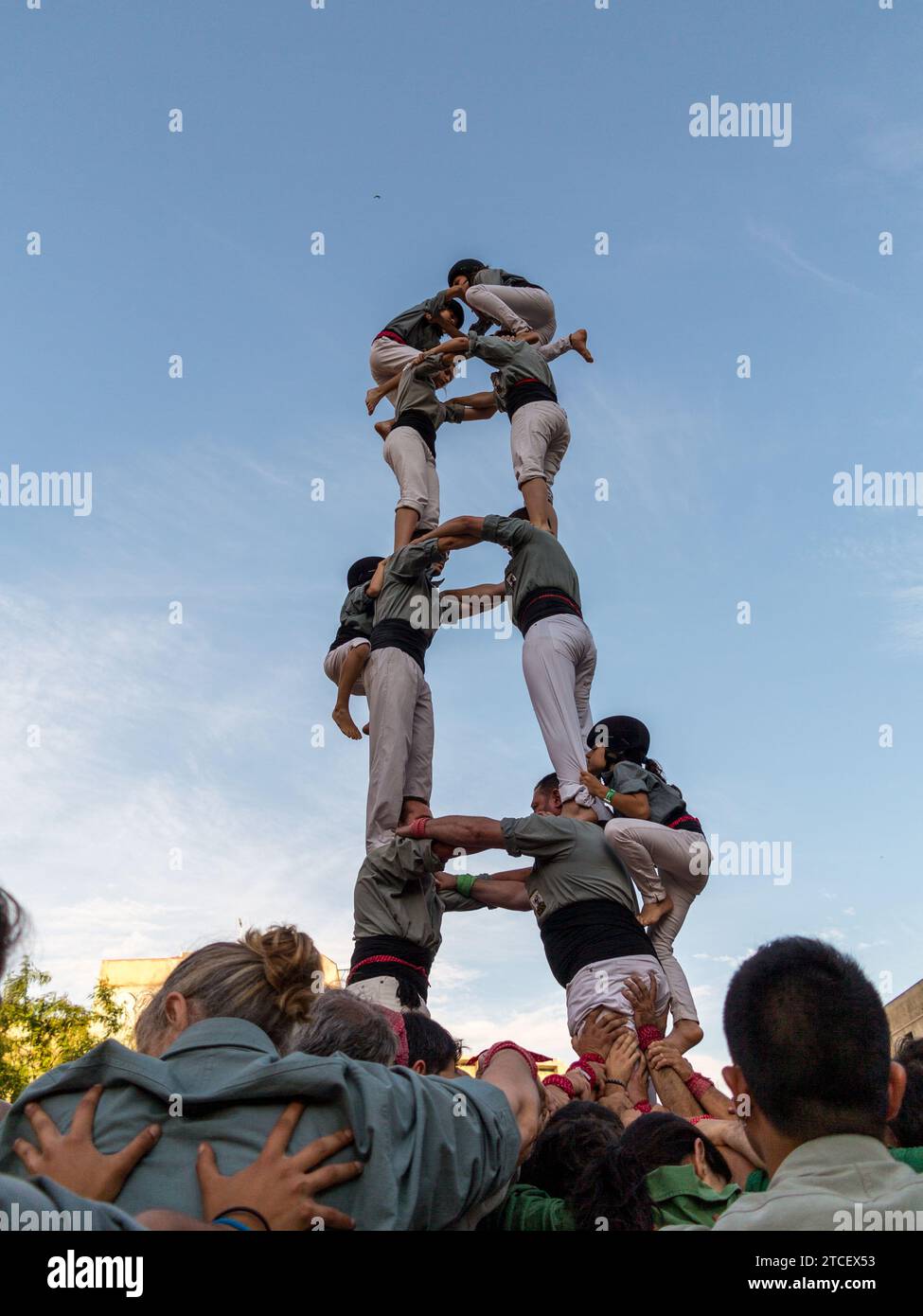 Castell or human tower. Barcelona, Spain Stock Photo - Alamy