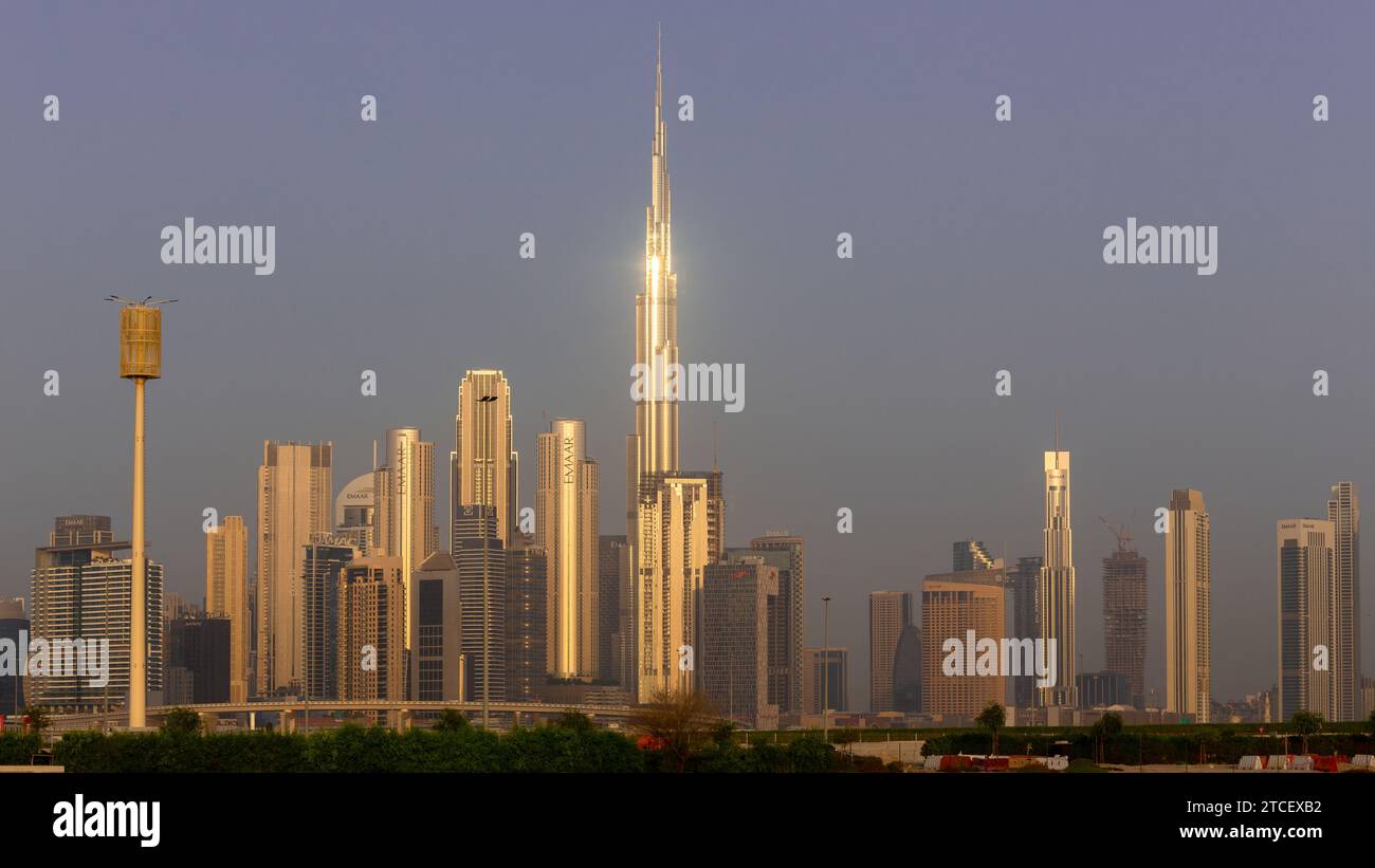 Dubai, UAE, 18.09.22. Dubai Downtown skyline landscape with the ...