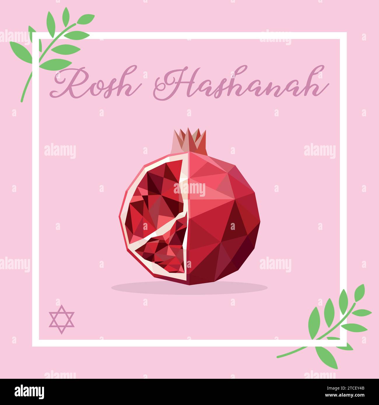 Rosh hashanah poster with pomegranate Low poly style Vector Stock ...