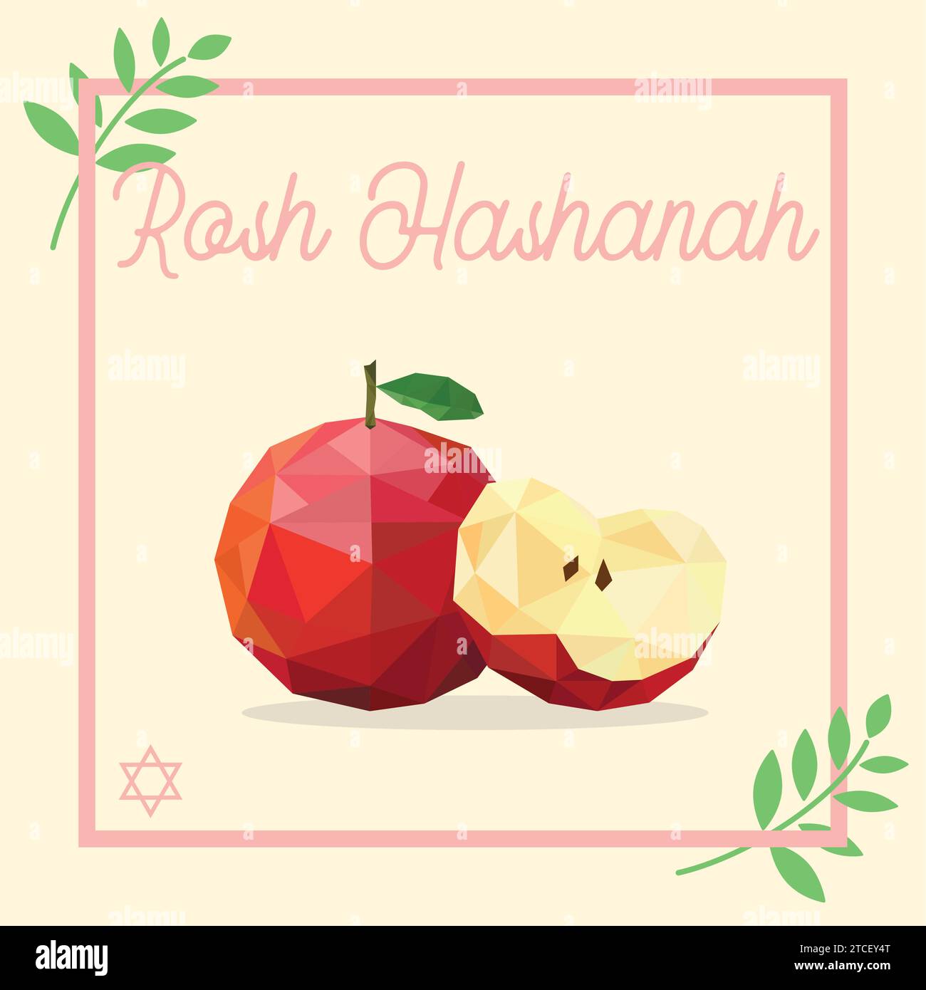 Rosh hashanah poster with apple fruit Low poly style Vector Stock Vector Image & Art - Alamy