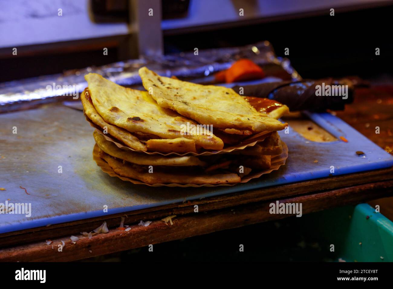 Sri Lankan street food. Closeup of Wheat Roti, Wheat Chapati . in Galle ...