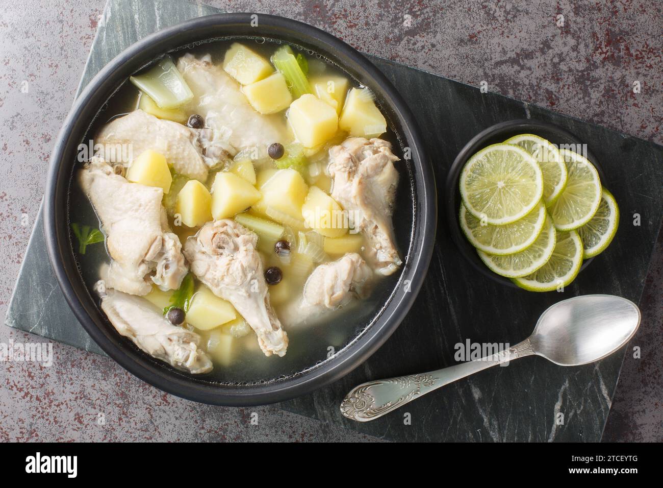 Chicken souse is a broth consisting of chicken, vinegar, potatoes ...