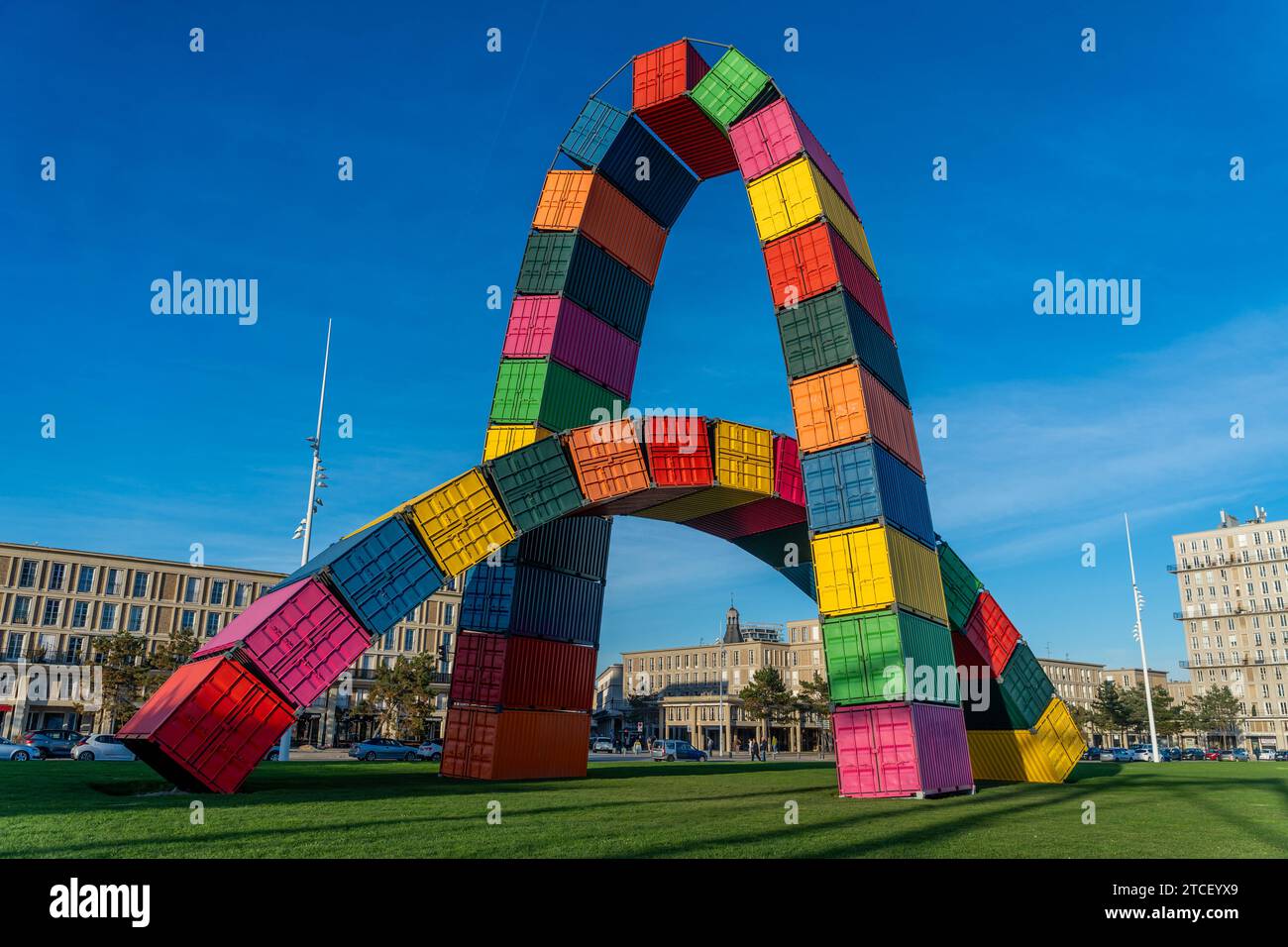 Le Havre, France - December 6, 2023: Catene de Container sculpture in ...