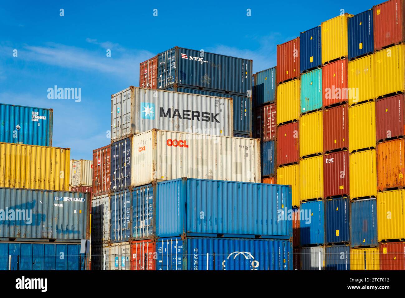 Southampton, England - December 8, 2023: Cargo containers stacked at ...