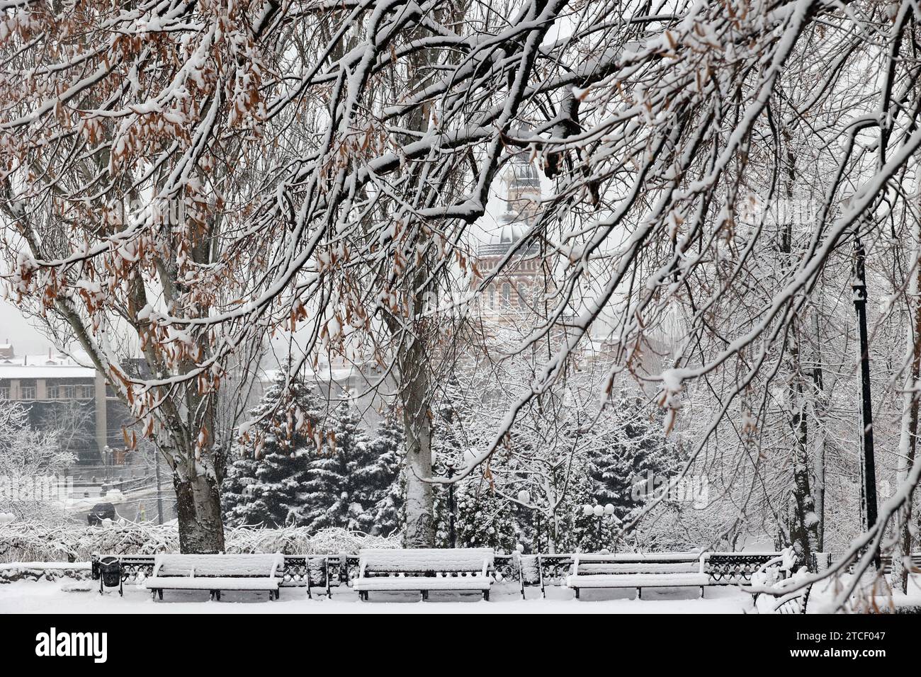 KHARKIV, UKRAINE - DECEMBER 12, 2023 - Urban landscapes are pictured ...