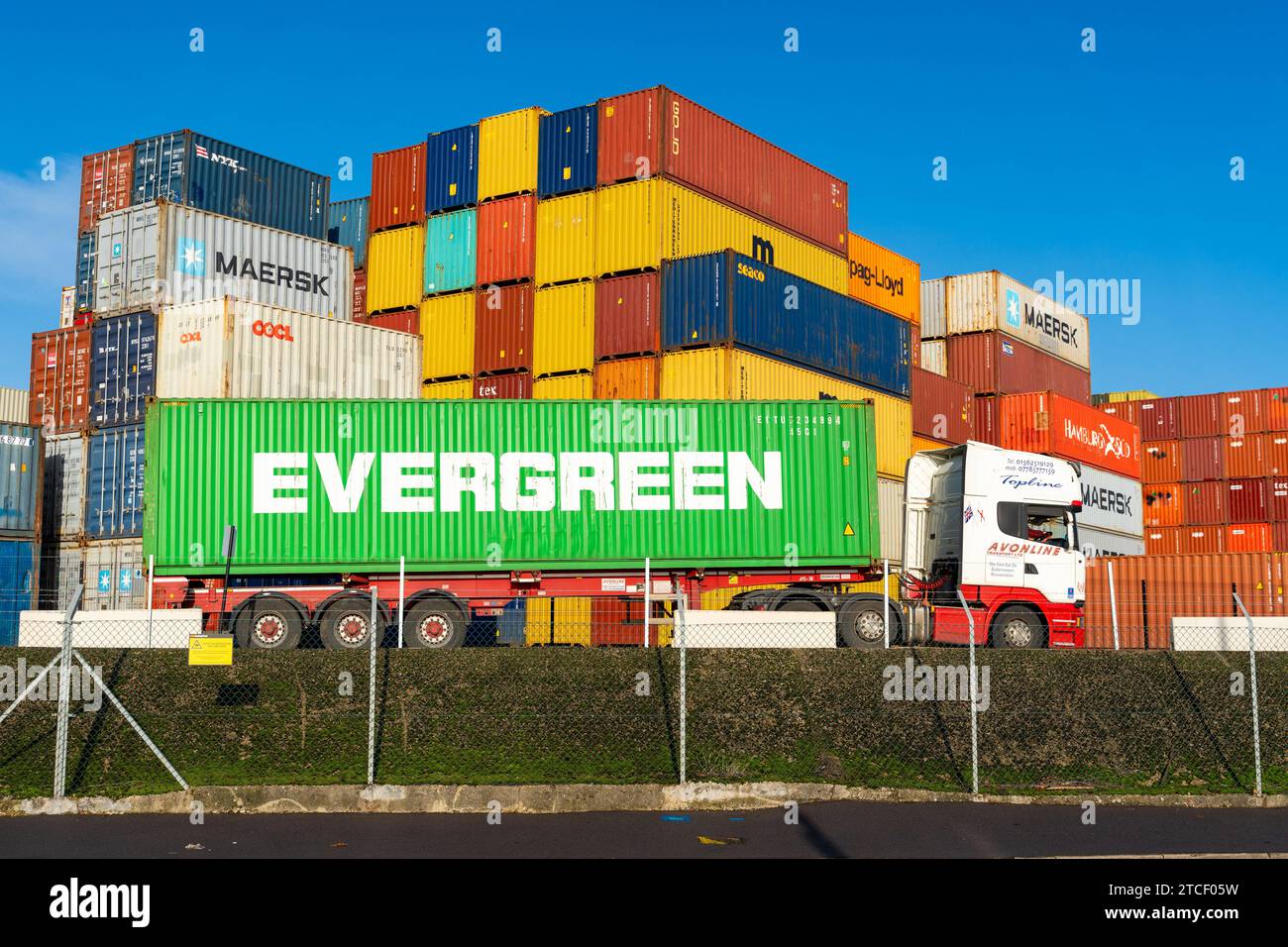Southampton, England - December 8, 2023: Cargo containers stacked at ...