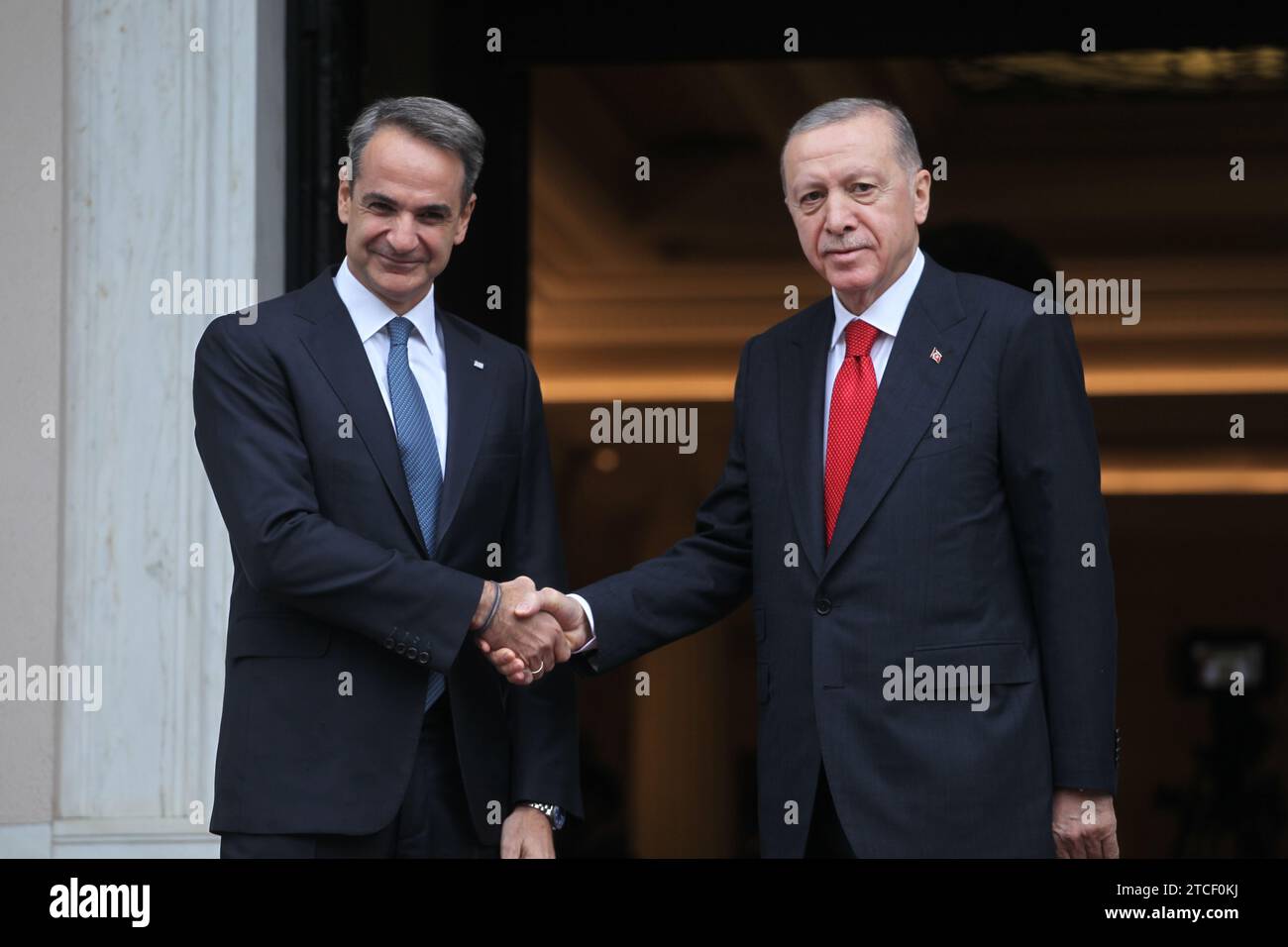 Greek Prime Minister KYRIAKOS MITSOTAKIS welcome Turkish President ...
