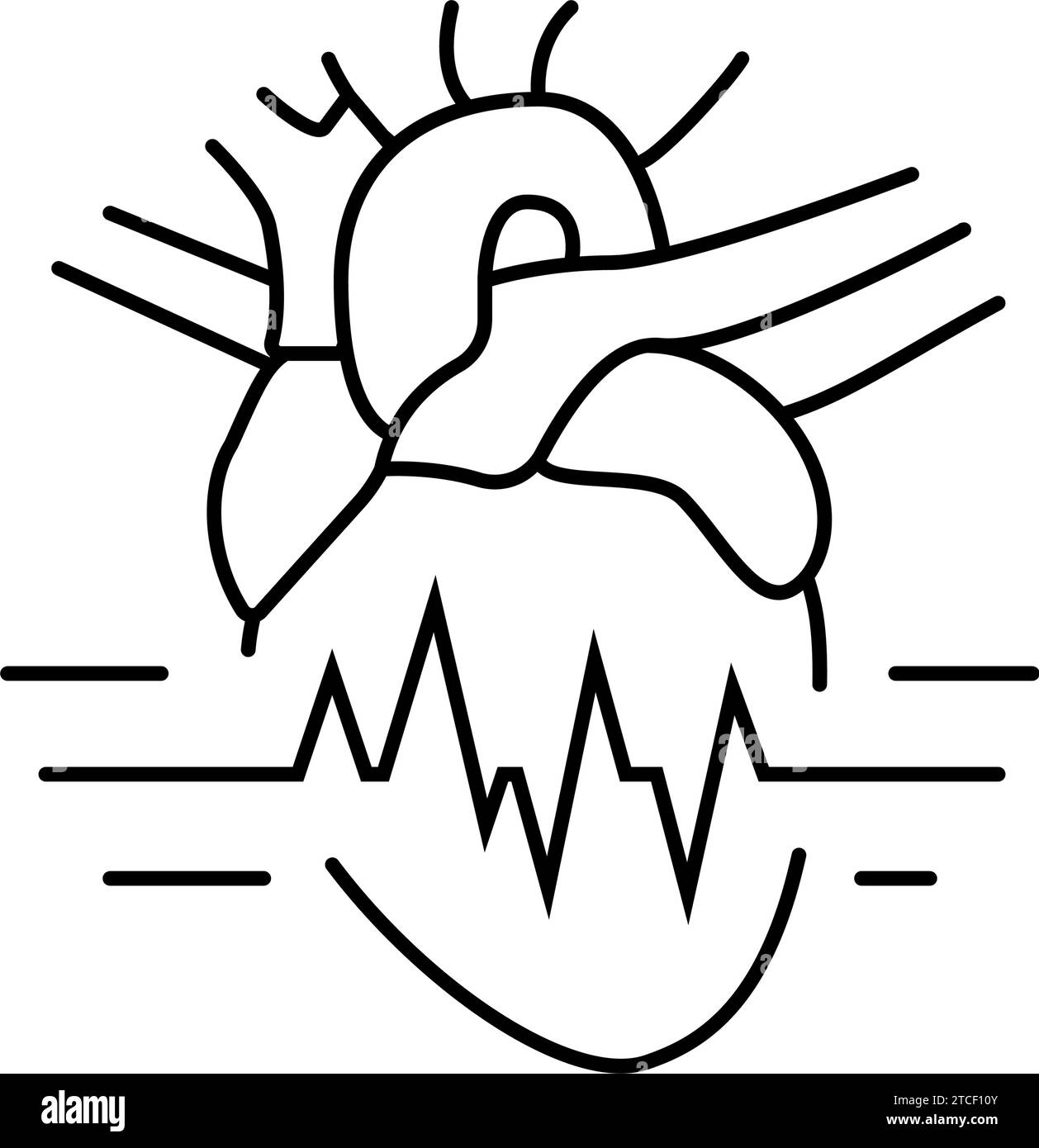 swollen abdomen disease symptom line icon vector illustration Stock ...