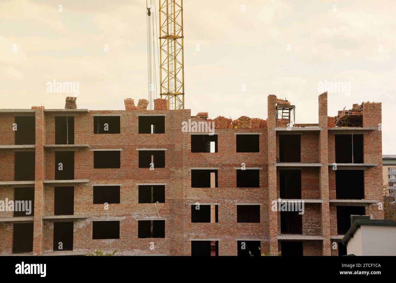 View of a large construction site with buildings under construction and ...