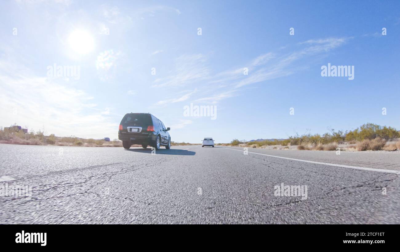 Daytime Road Trip: Nevada to California on HWY 15 Stock Photo - Alamy