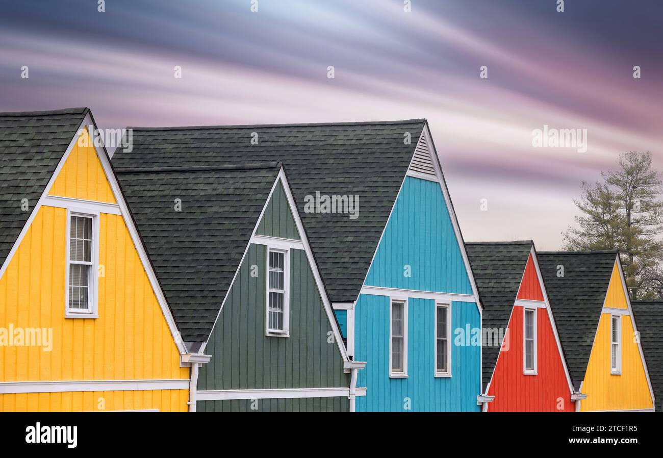 Classic colored houses line the streets in Old Quebec City in New ...