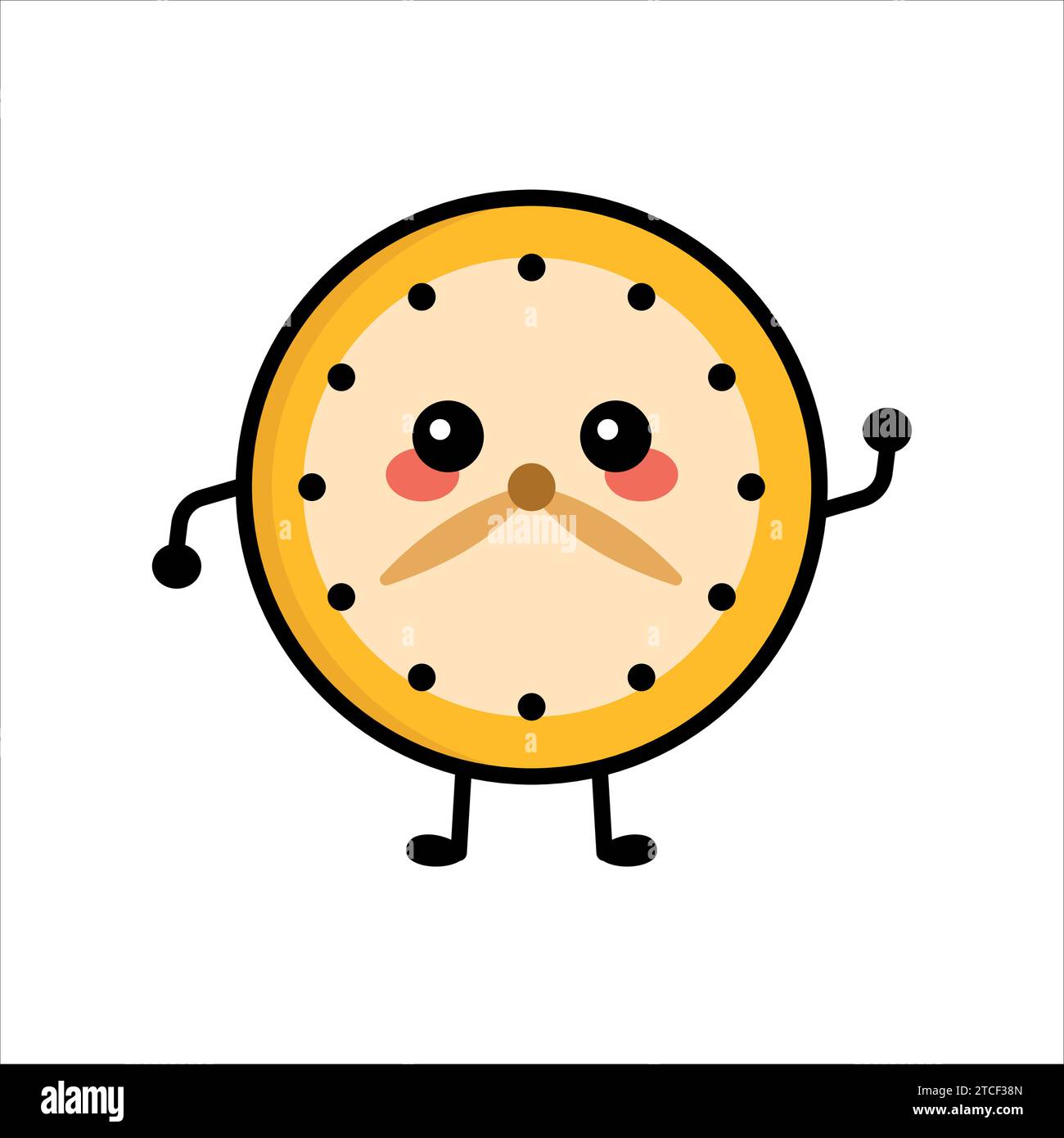 Clock emoticon color element. Cartoon happy character. Mascot of ...