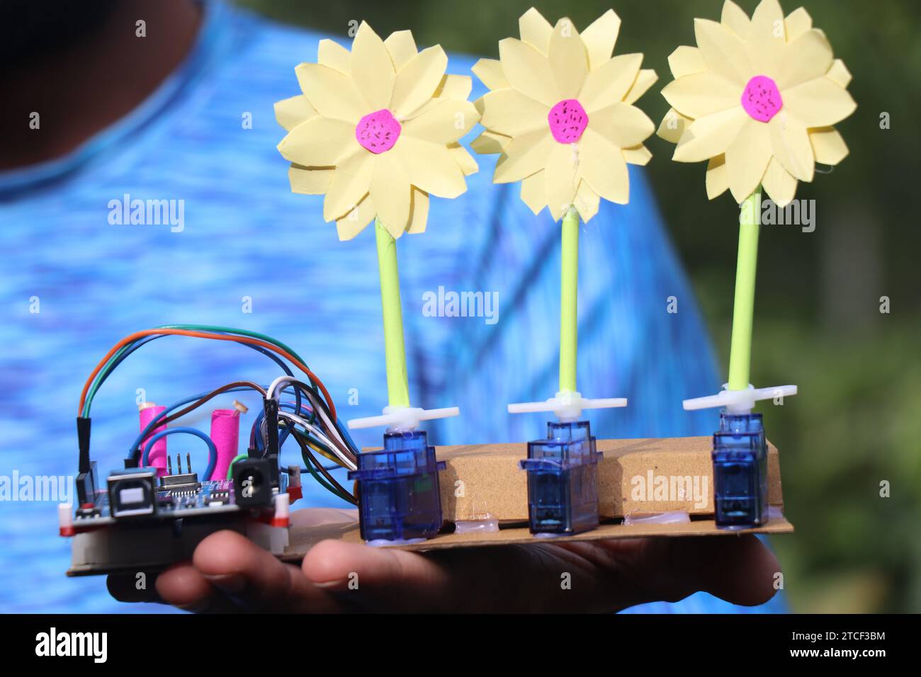 Working prototype of electronic sunflower that turns towards the ...