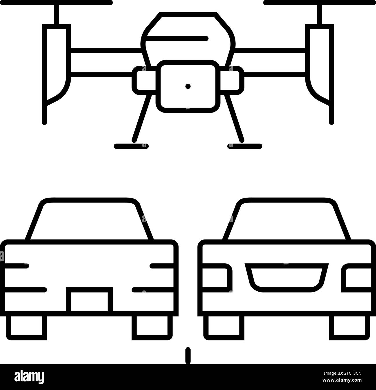 traffic monitoring drone line icon vector illustration Stock Vector ...