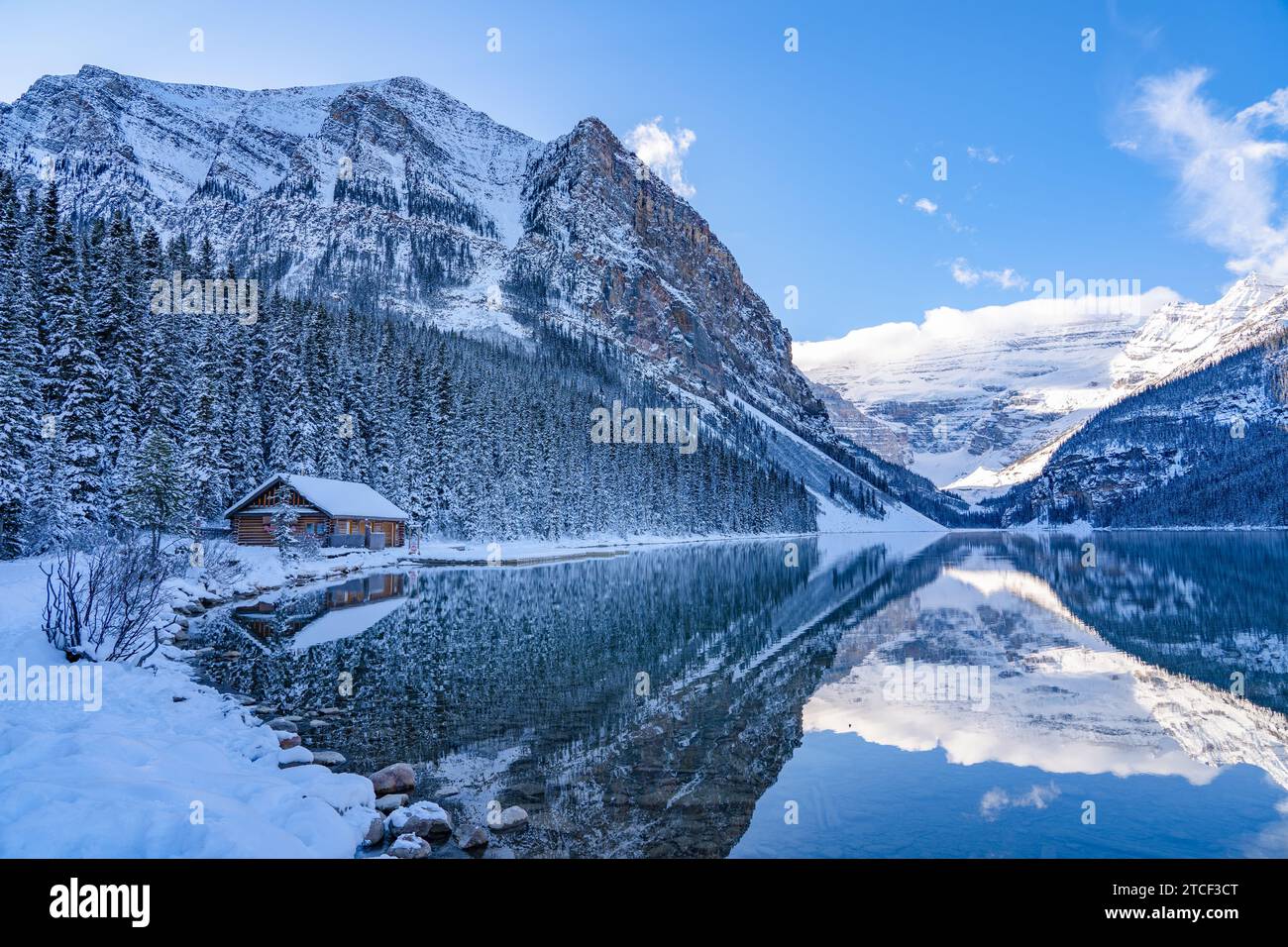 Scenic Lake Louise in winter, before the lake freezes Stock Photo - Alamy