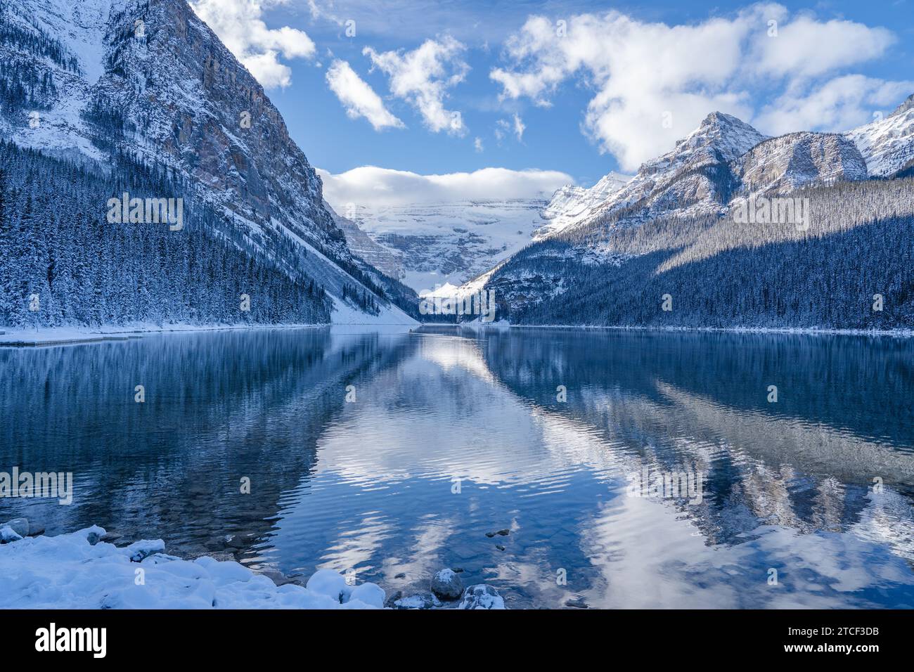 Scenic Lake Louise in winter, before the lake freezes Stock Photo - Alamy