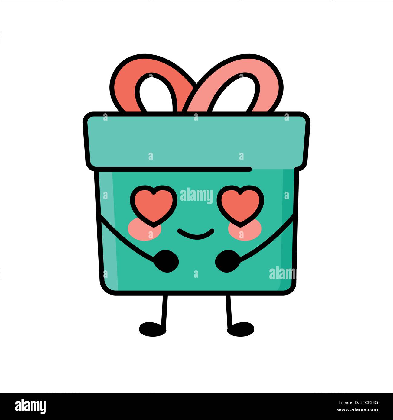 Gift emoticon color element. Cartoon happy character. Mascot of ...