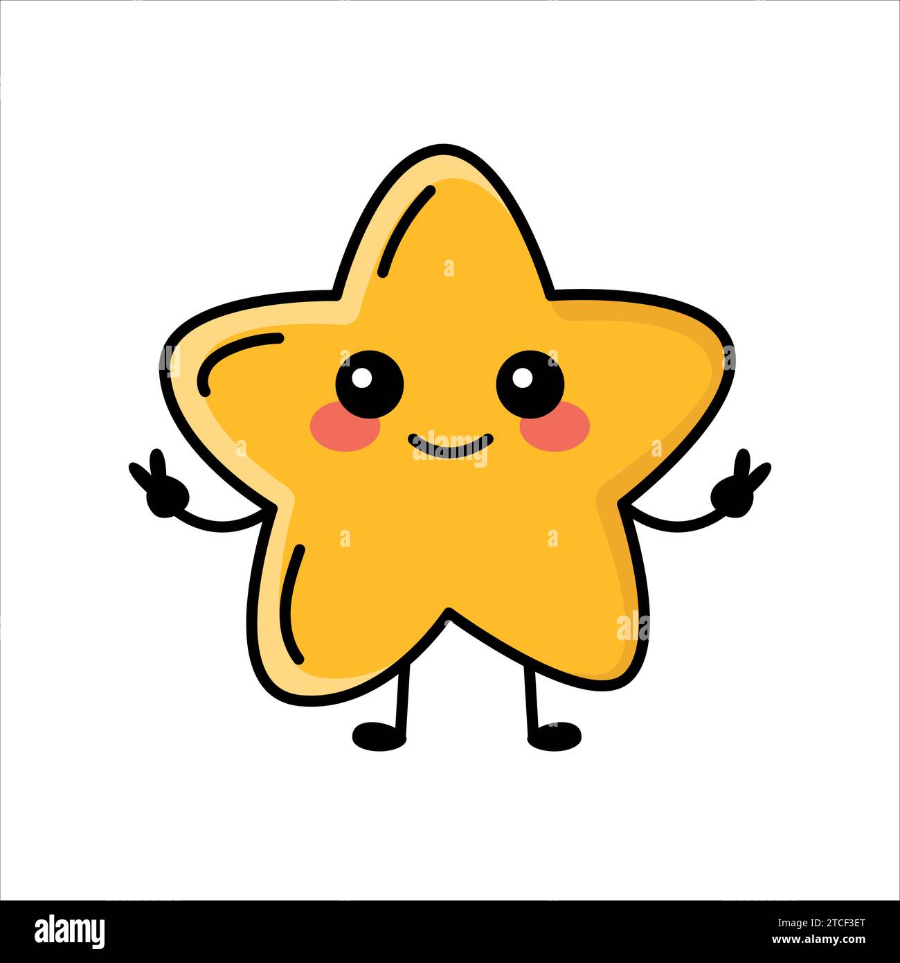 Star emoticon color element. Cartoon happy character. Mascot of ...