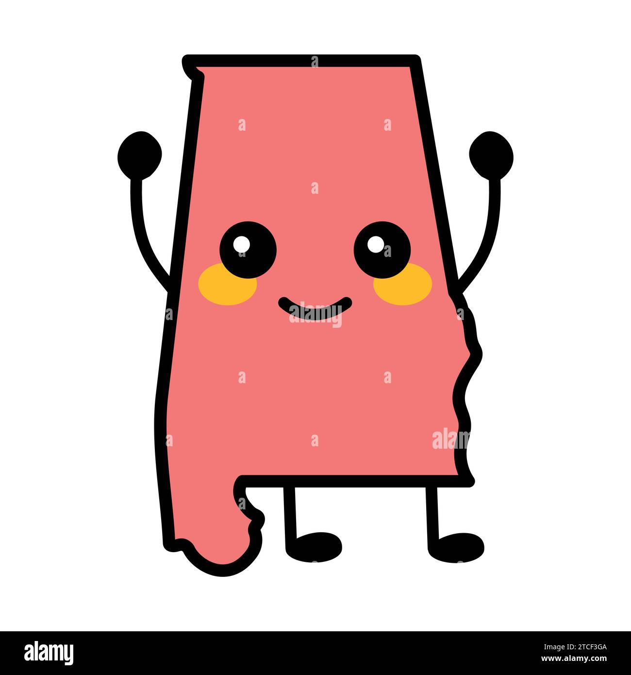 Alabama a US state color element. Smiling cartoon character. United ...