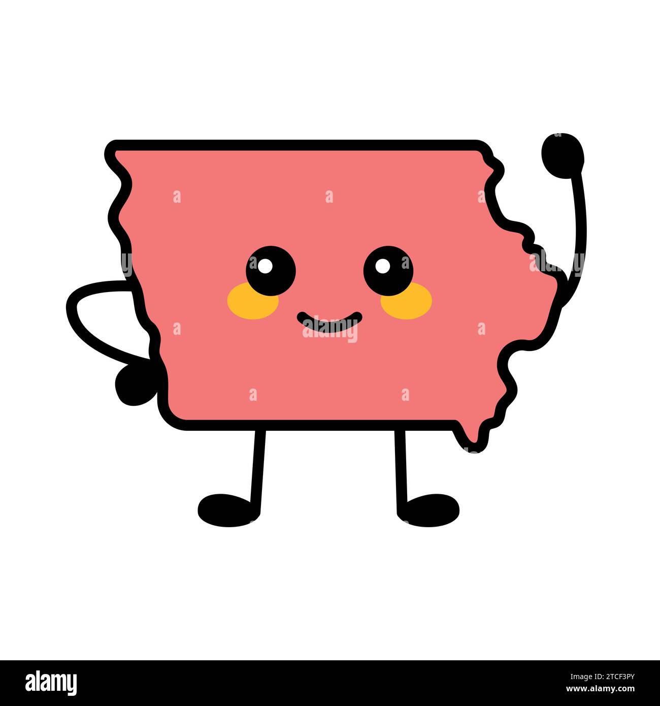 Iowa a US state color element. Smiling cartoon character. United state ...