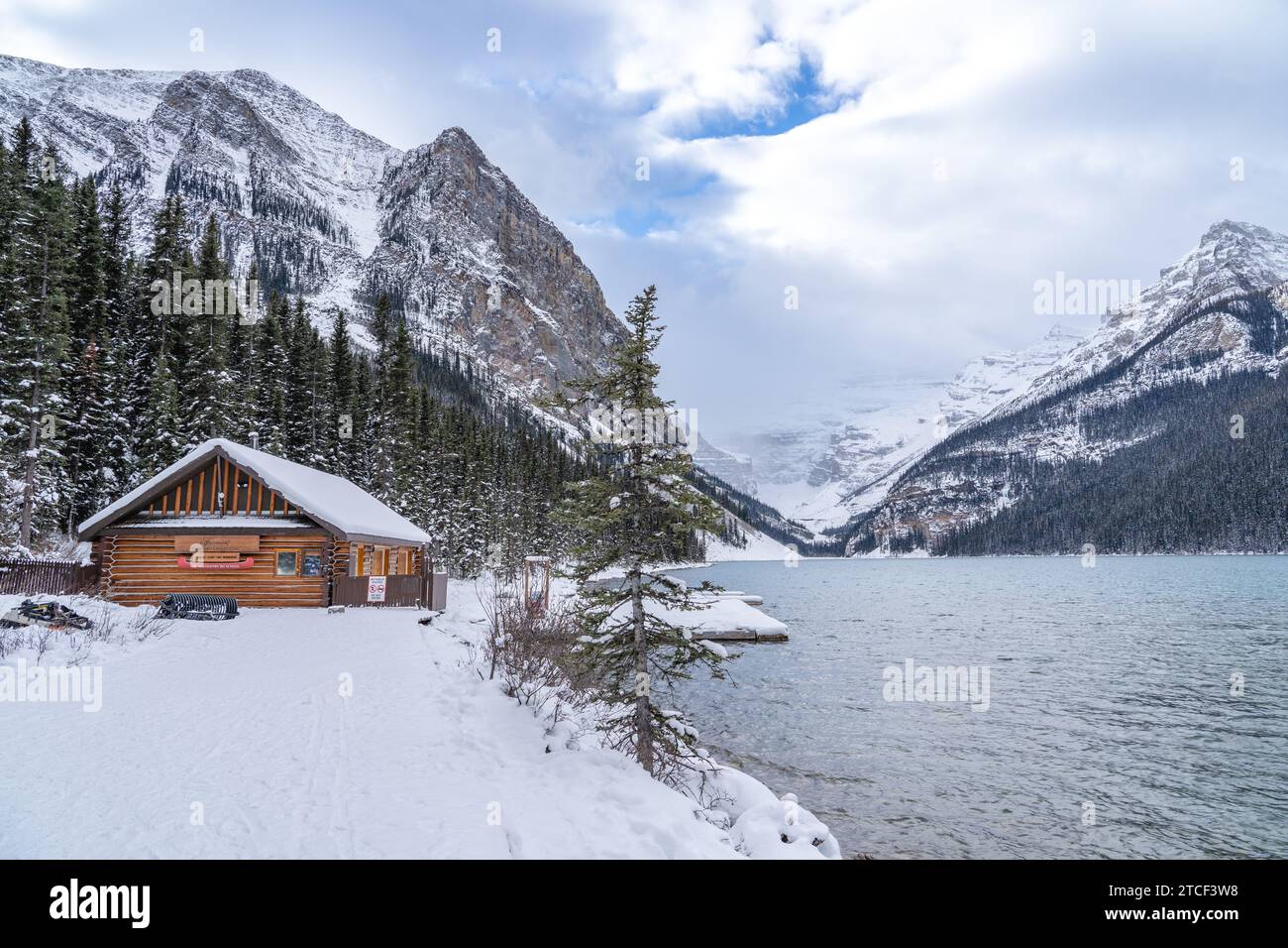 Scenic Lake Louise in winter, before the lake freezes Stock Photo - Alamy