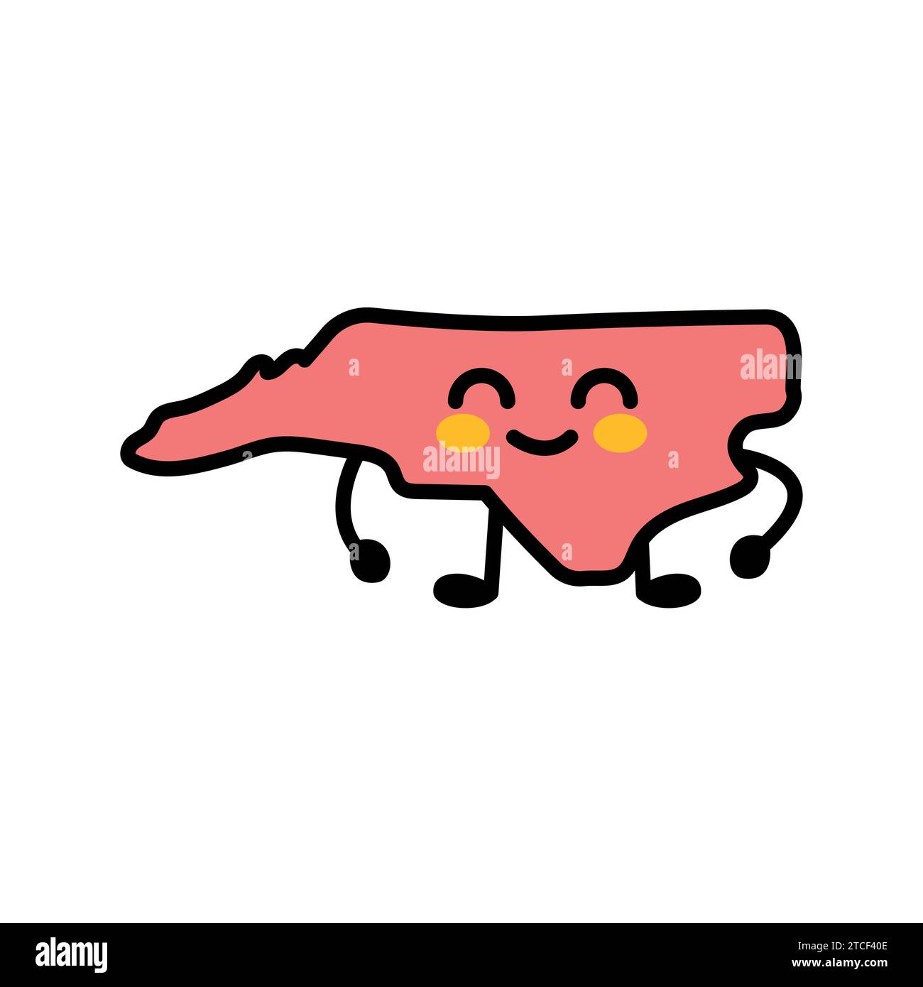North Carolina a US state color element. Smiling cartoon character ...