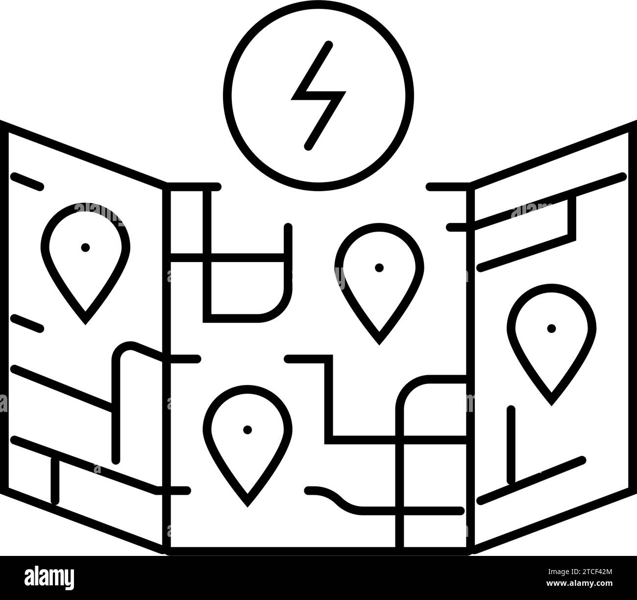 ev charging map electric line icon vector illustration Stock Vector ...