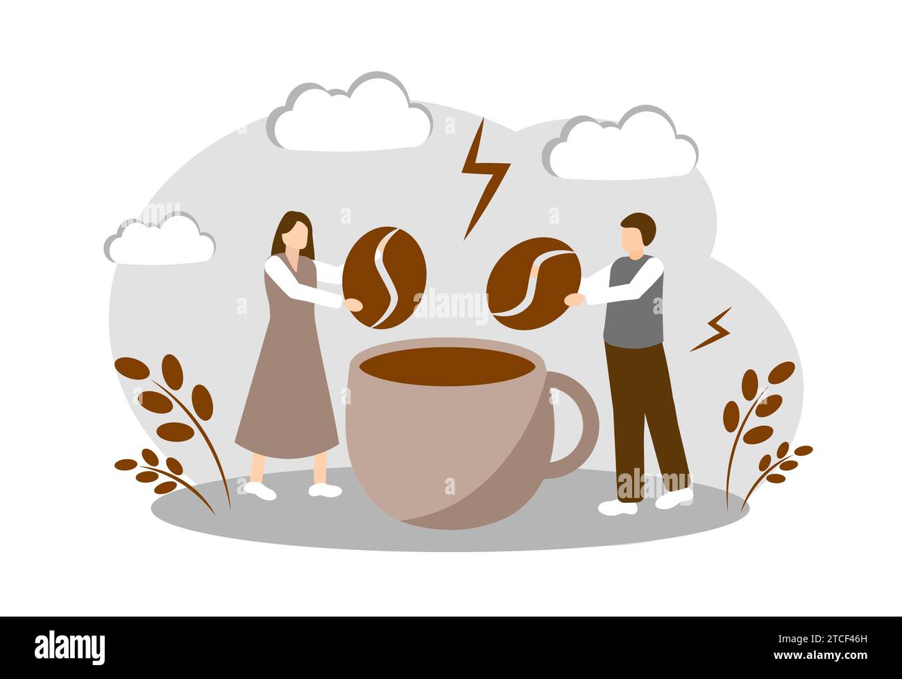 Coffee break. Man and woman making coffee Stock Vector Image & Art - Alamy