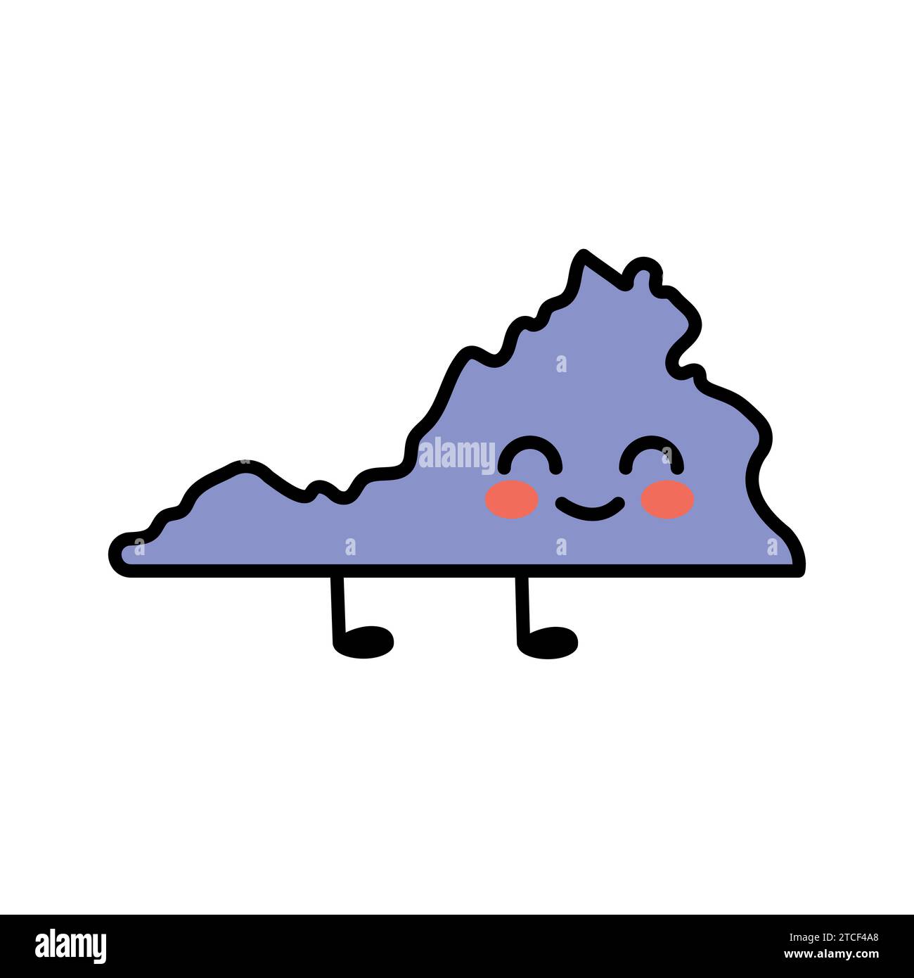 Virginia a US state color element. Smiling cartoon character. United ...