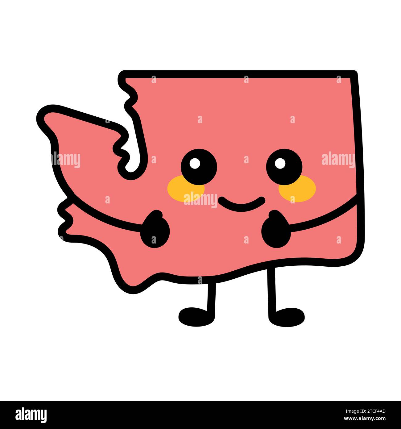 Washington a US state color element. Smiling cartoon character. United ...