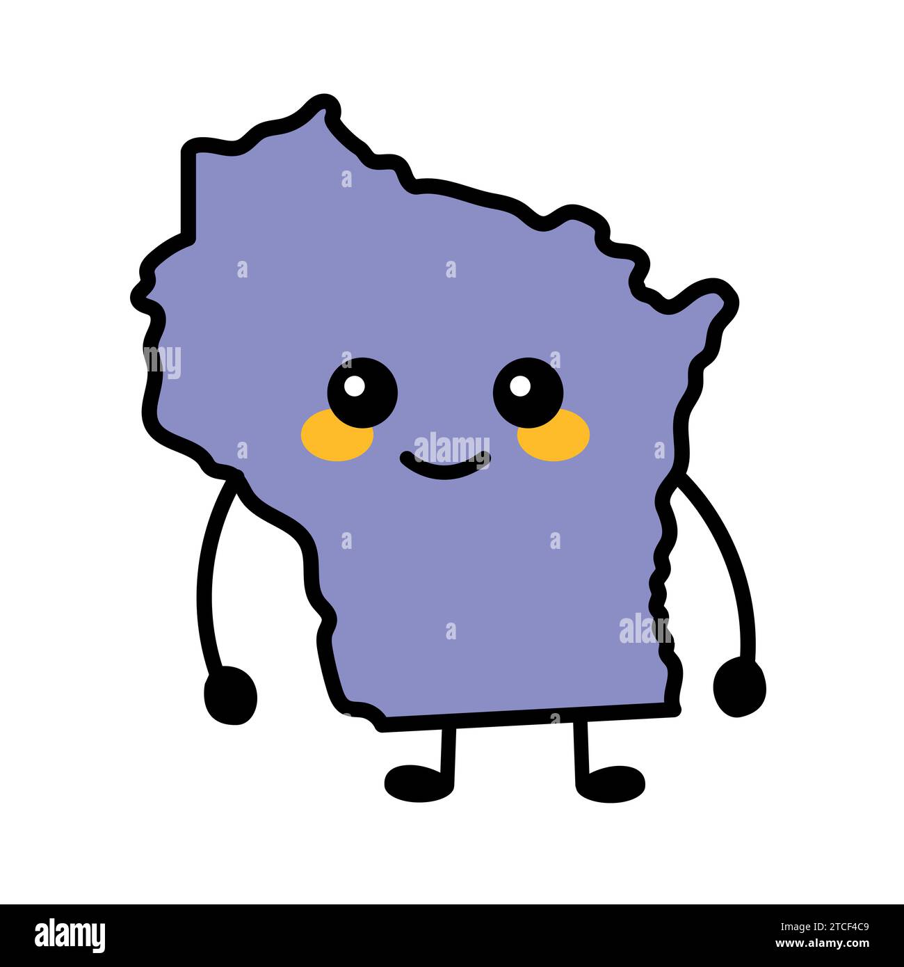 Wisconsin a US state color element. Smiling cartoon character. United ...